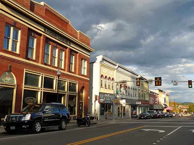 Main Street at golden hour, when even your mediocre phone camera makes everything look like a postcard.