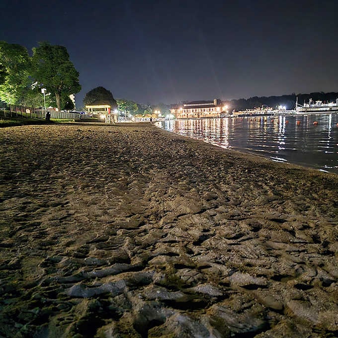 The beach transforms into a twinkling wonderland after dark, because beauty doesn't punch a time clock.