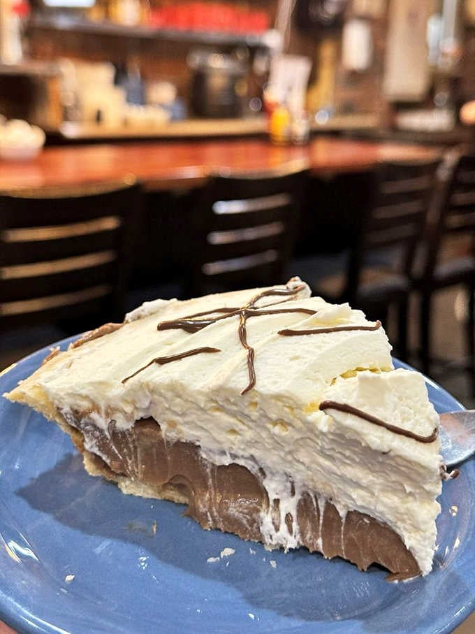 This chocolate cream pie has more layers than a good mystery novel and tastes infinitely better than reading.