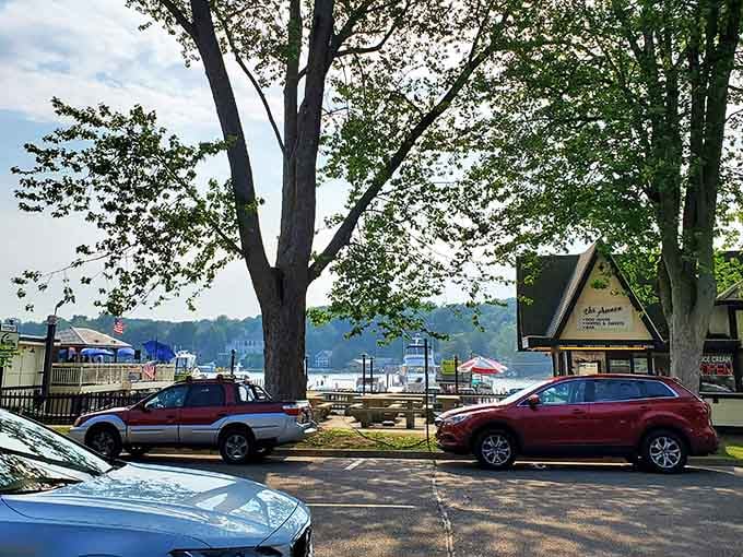 Shaded parking spots near the harbor are worth their weight in gold on summer weekends, trust us.