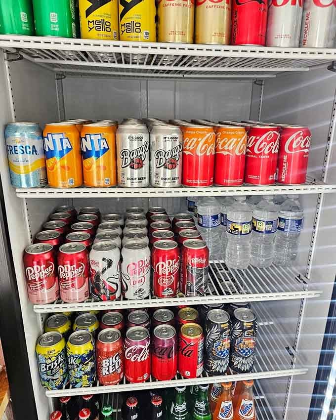 A cooler stocked with cold drinks, because fried pies and ice-cold soda are friendship goals.