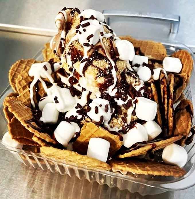 Marshmallows and chocolate create a s'mores situation without the campfire, which means no mosquitoes and better company.