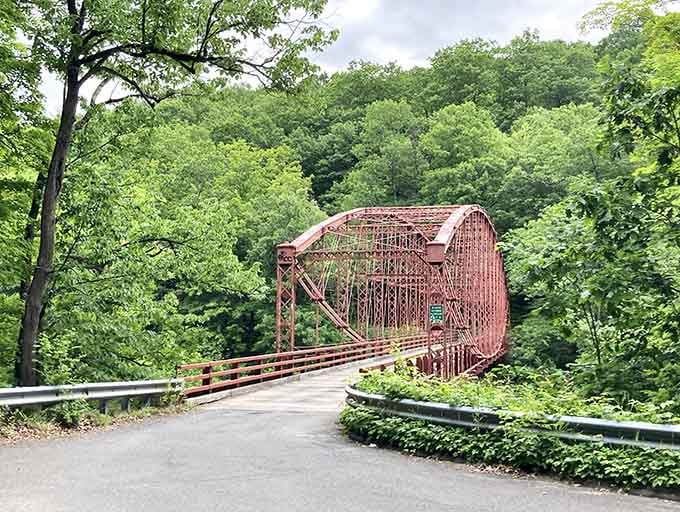 This red bridge isn't just functional, it's practically begging you to take a thousand photos of it.