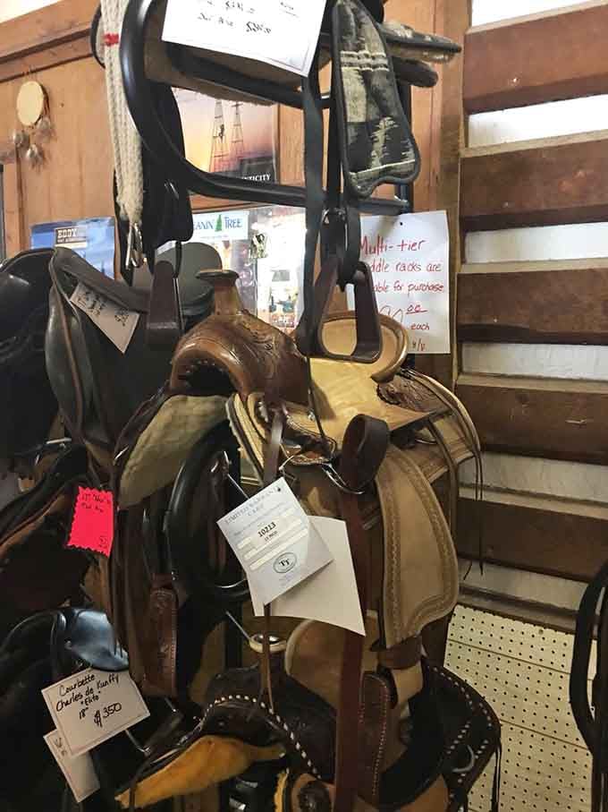 Authentic saddles and tack remind you this isn't a theme park, it's the real agricultural deal.