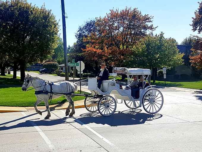 Taking a horse-drawn carriage ride through town beats any theme park attraction for pure, authentic, old-fashioned charm.