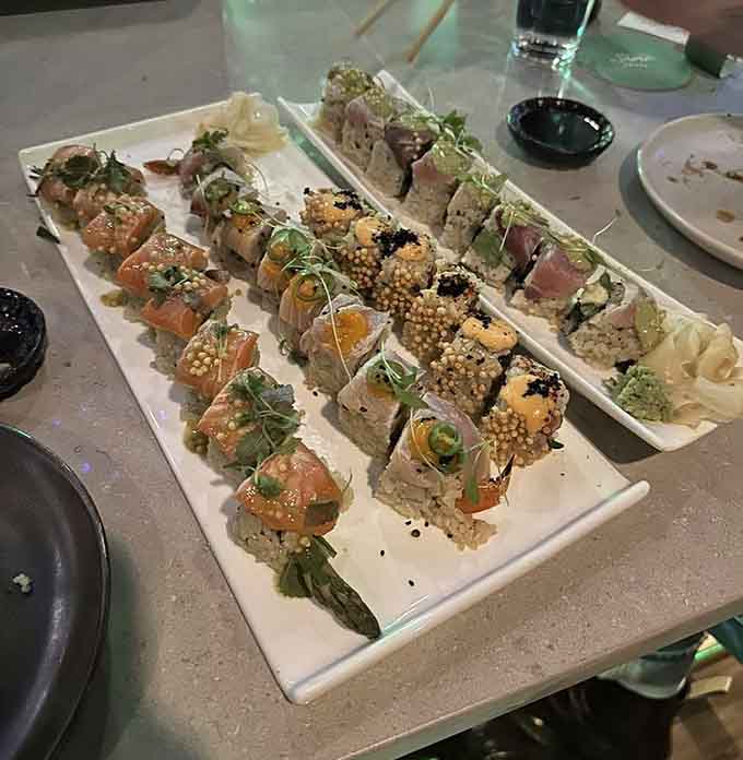 Sushi so beautiful it deserves its own gallery showing, though eating it seems like the better option.