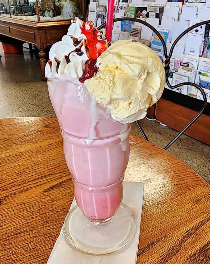 Pink nectar cream soda that tastes like liquid nostalgia with a cherry on top, literally.