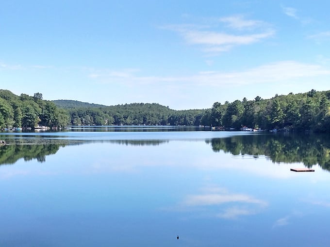 Cedar Lake's glassy surface offers the kind of peace that meditation apps can only dream about.