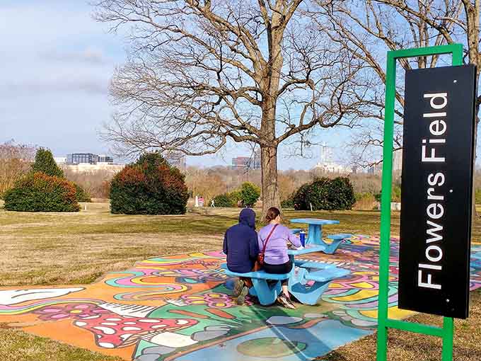 Painted picnic spots where lunch tastes better surrounded by flowers and pure North Carolina charm.