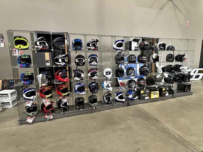 This helmet collection looks like a motorcycle gang convention, minus the intimidation factor and with better prices.