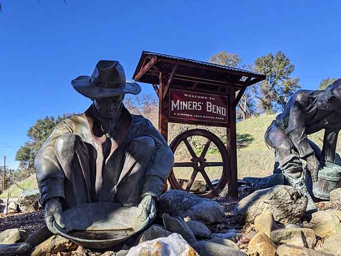 This bronze miner looks like he's still waiting for someone to bring him a decent cup of coffee.