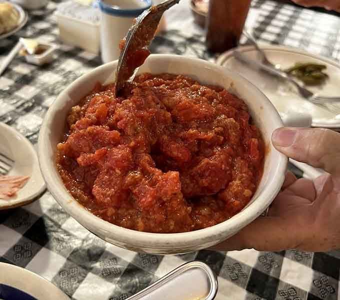 Stewed tomatoes that prove vegetables can be just as comforting as any main course when done right.