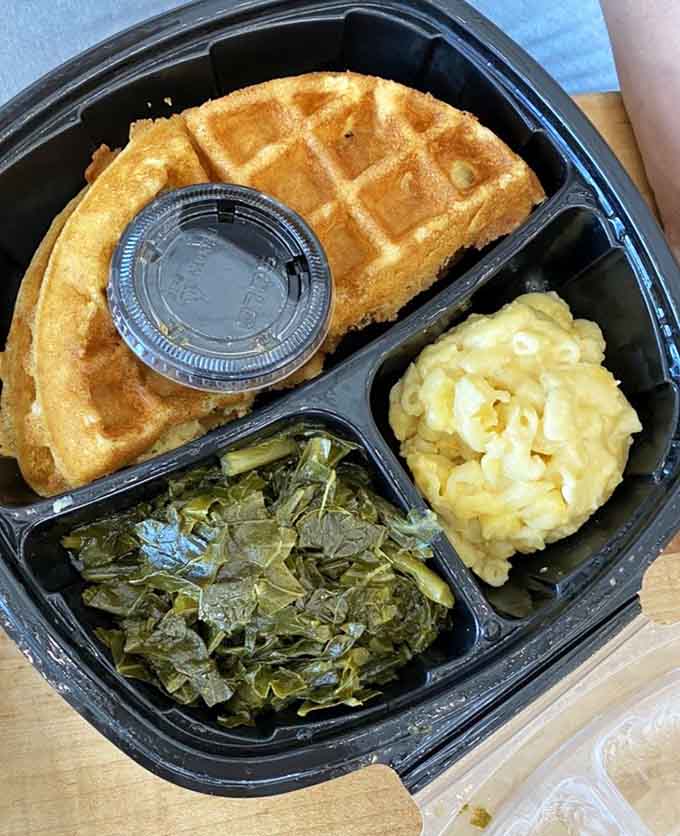 Chicken and waffles unite sweet and savory in perfect harmony, creating breakfast magic that transcends all meal categories.