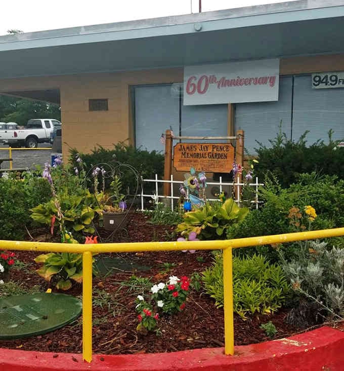 A memorial garden at a drive-in? Now that's community spirit blooming in the most unexpected places.