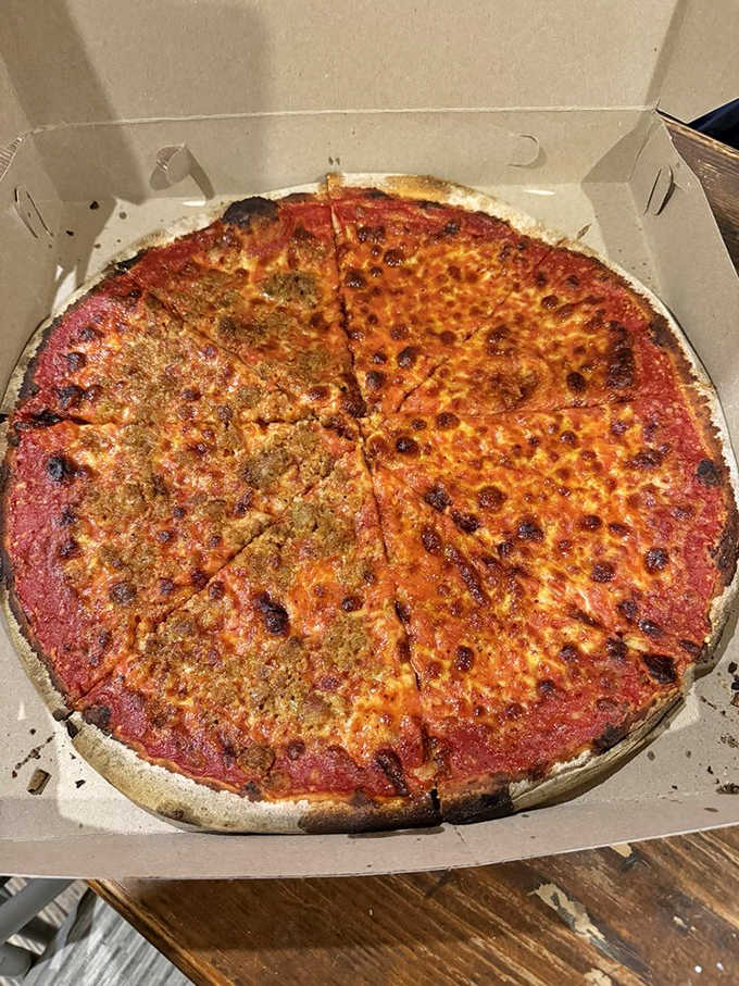 Can't decide on toppings? Split it down the middle and enjoy the best of both worlds in one glorious pie.