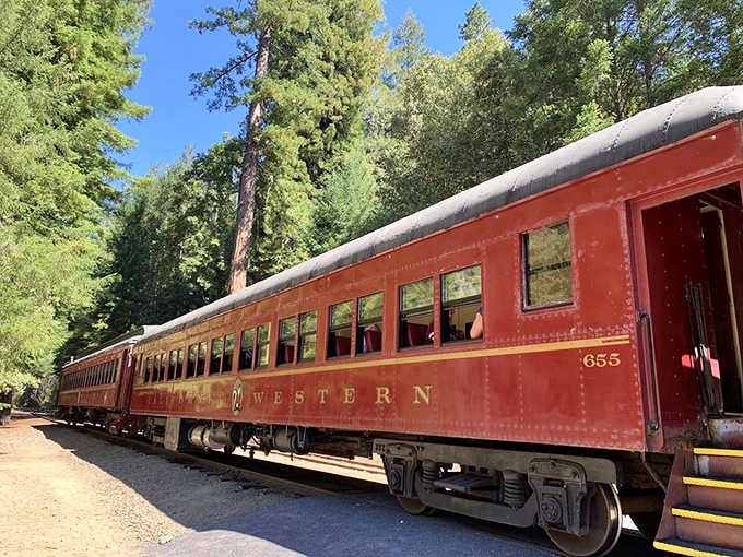 The California Western Railroad branding reminds you this isn't just any train, it's a genuine piece of history.