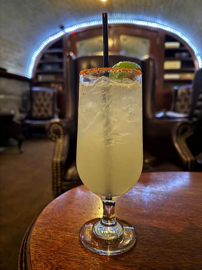 That spicy rim and fresh lime make this margarita look like it's ready for its close-up, Mr. DeMille.