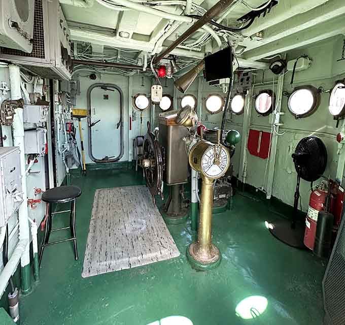 The ship's wheel awaits your grip, though your parallel parking skills suggest you shouldn't actually steer anything.