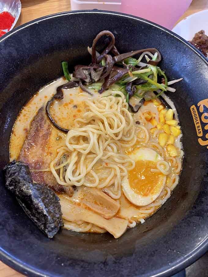 Ramen with all the toppings you could want, because sometimes you need a warm bowl between sushi rounds.