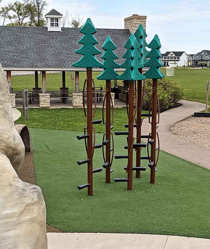 Tree-style climbers add a forest element to the prehistoric theme, because why choose between eras when you can have both?