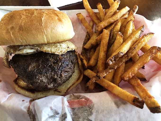 The Valhalla burger stuffed with mac and cheese is basically two comfort foods having the best day ever.