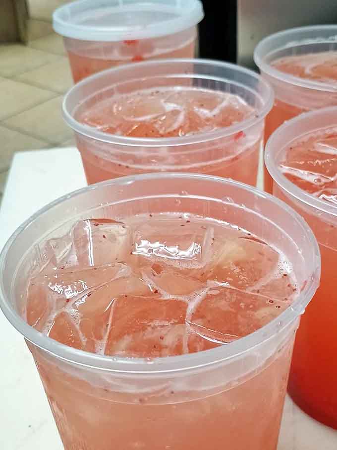Fresh-squeezed lemonade in those cups means someone's squeezing real lemons back there, not opening a can of concentrate.