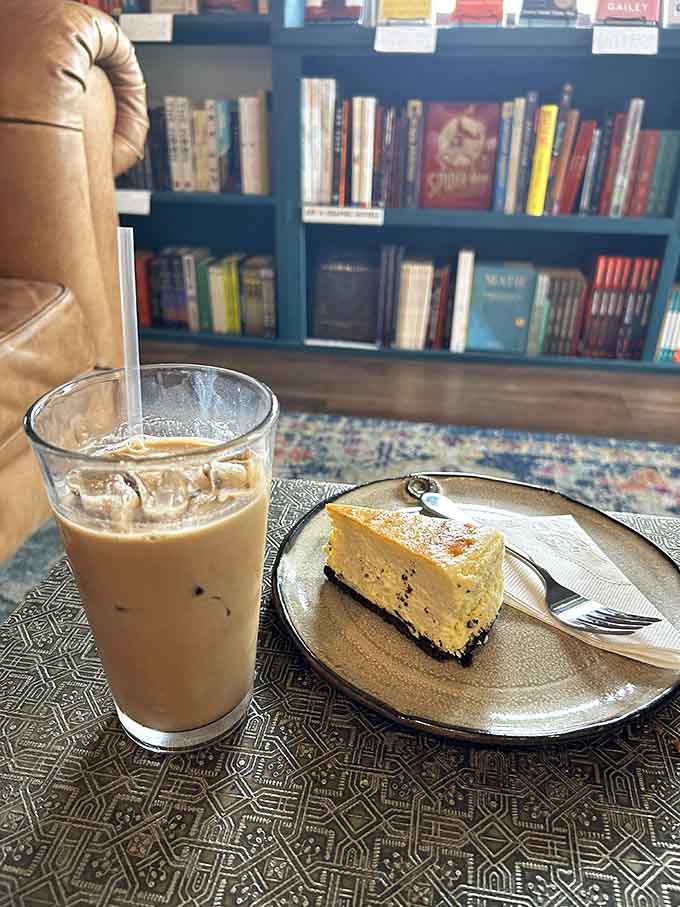Iced coffee and pumpkin cheesecake: the fuel that powers through even the densest Russian novels.
