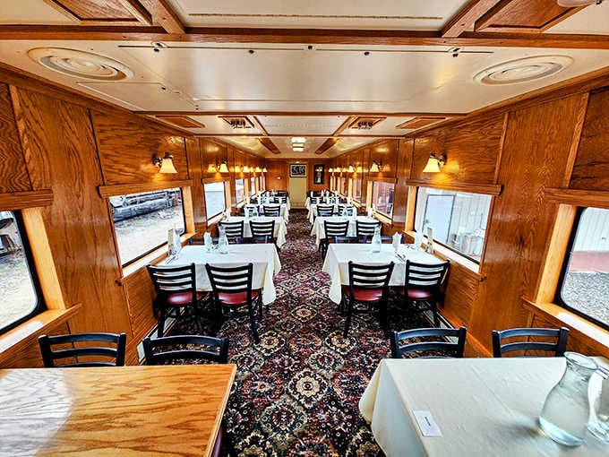 The dining car serves up meals with a side of nostalgia and views that no restaurant can match.