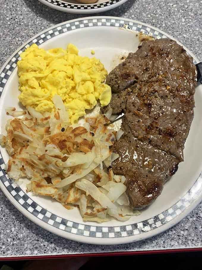 When your steak is bigger than your eggs, hash browns, and toast combined, you know you're in the right place.