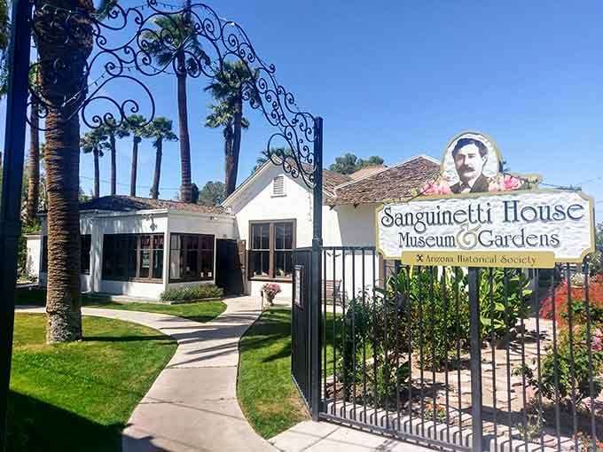 The Sanguinetti House Museum preserves territorial-era elegance in gardens that somehow thrive in the desert heat.