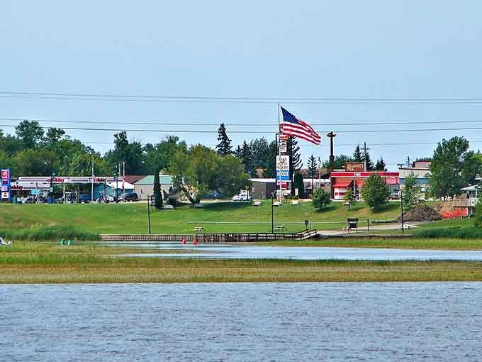 Waterfront views and waving flags mark a border town where fishing tales grow taller with every telling.