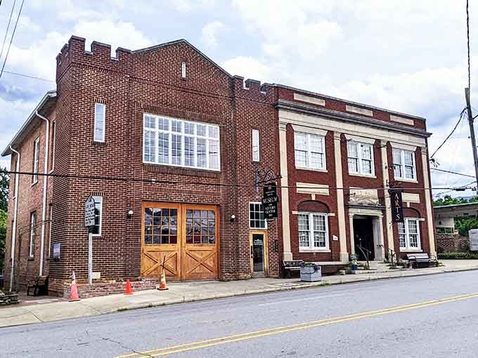 That old fire station's wooden doors have character that modern buildings spend millions trying to fake unsuccessfully.