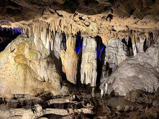 Underground chambers adorned with stalactites create a natural cathedral that took millions of years to build, one drip at a time.