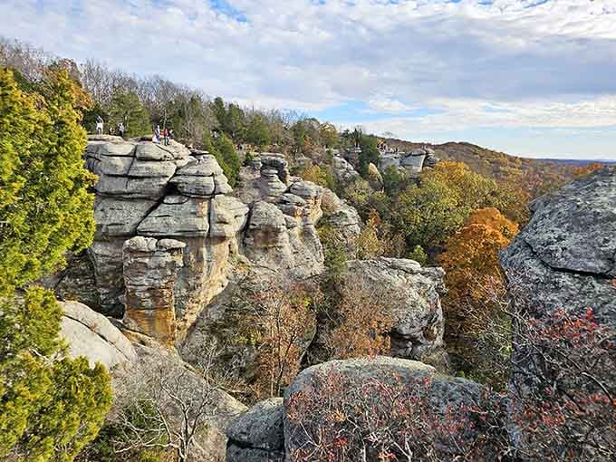 These weathered sandstone formations tower like nature's own skyscrapers, carved by millions of years into dramatic, otherworldly shapes.