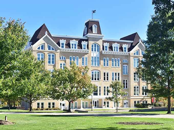 This Lake Forest building looks like it graduated summa cum laude from the European architecture school of elegance.