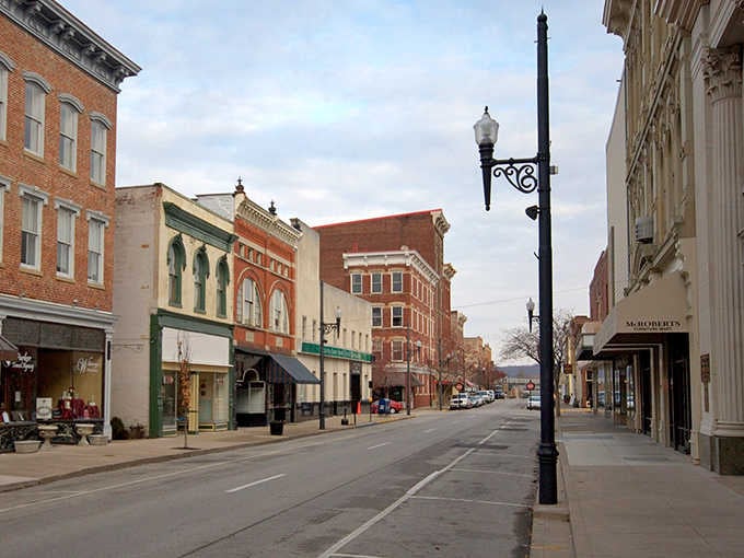 These vintage storefronts stand shoulder to shoulder like characters in a beloved novel, each with its own story.