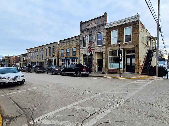 Follow the yellow limestone road! These vintage storefronts hug the natural curves of the land in the most beautiful way.