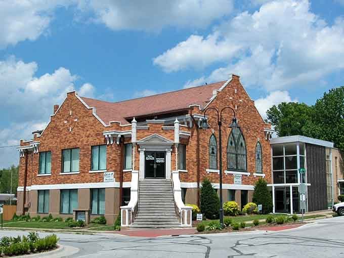 Gothic arched windows and pristine landscaping prove that old churches clean up nicer than teenagers heading to prom.