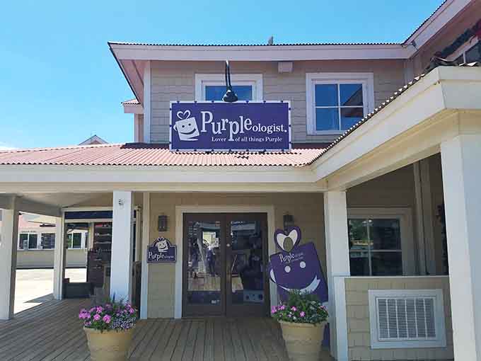 Even the storefront commits fully to the purple theme, making Barney the Dinosaur look like an amateur.