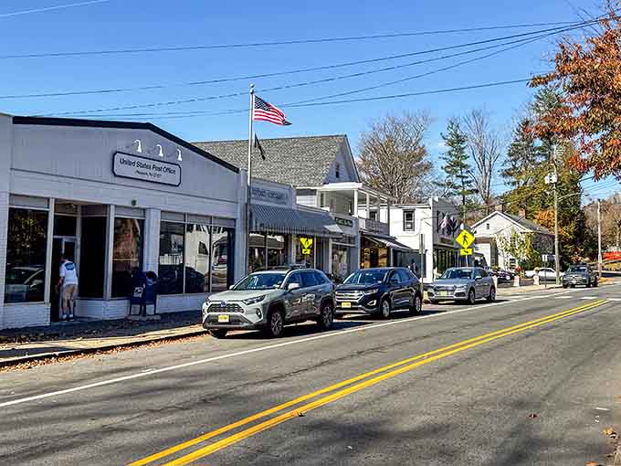 Small-town America thrives here with the post office, local shops, and friendly faces on every corner.