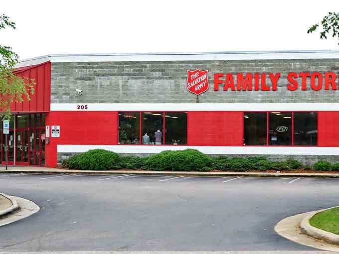 That iconic red and gray facade stands proud, offering community support wrapped in affordable shopping opportunities.