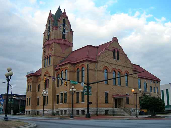 Victorian courthouse architecture with that dramatic tower makes you wonder if they built them grander back in the day.