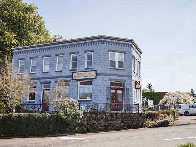 That blue stone building could house a bank vault or a museum, but either way, it's built to last centuries.