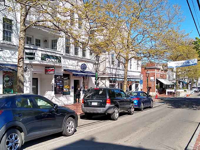 Brick sidewalks and bustling shops create the perfect Main Street scene where everyone seems to know your name.