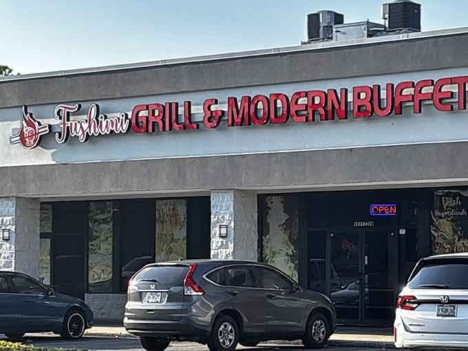 That packed parking lot on a sunny afternoon proves Jacksonville locals have discovered this grill and buffet gem.