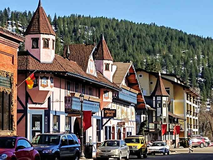Those pointed towers and painted facades transport you straight to Germany without the hassle of international flight connections.