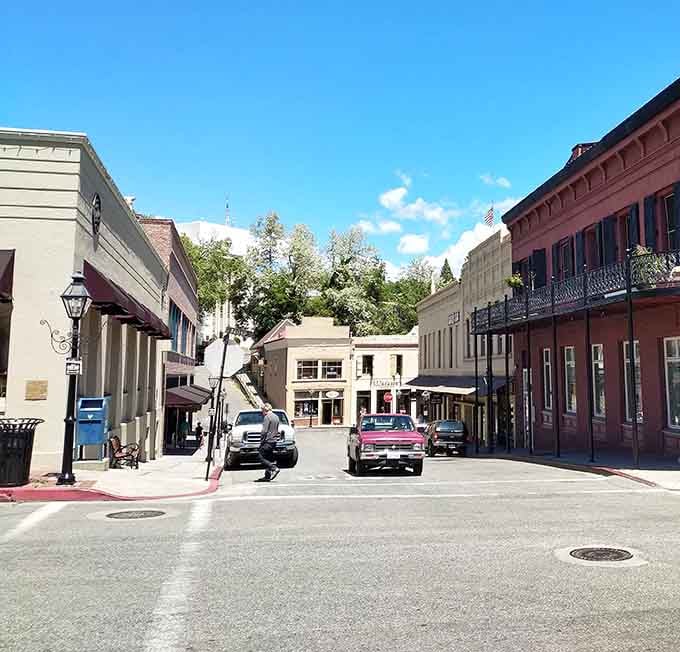 Classic cars and vintage buildings under blue skies remind us that some places refuse to rush into the future.