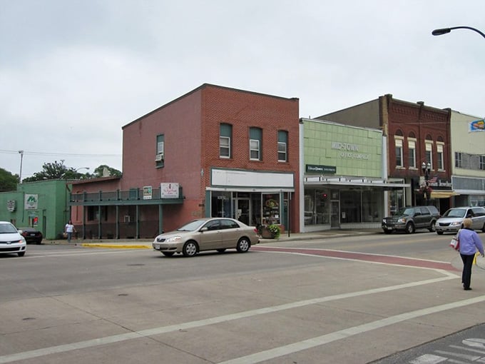 Overcast skies can't dim the character of these storefronts where locals still shop and neighbors still chat daily.