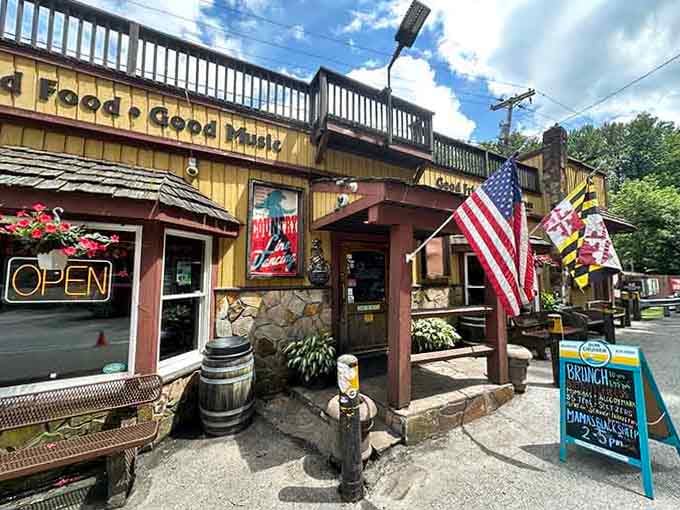 Those patriotic flags waving proudly announce a place where good food and American hospitality meet under one welcoming roof.
