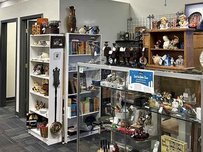 Collectibles and curiosities arranged like a museum exhibit, minus the "don't touch" signs and judgmental guards.
